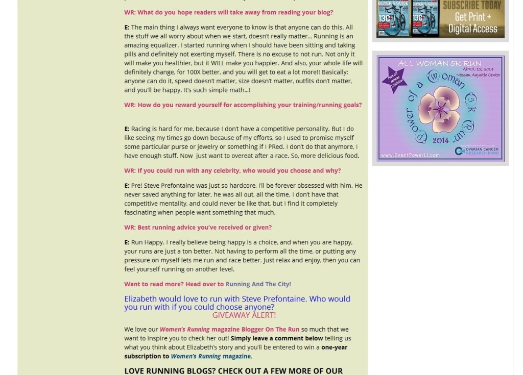 I am Women’s Running Blogger on the Run – Plus: win a year subscription ...